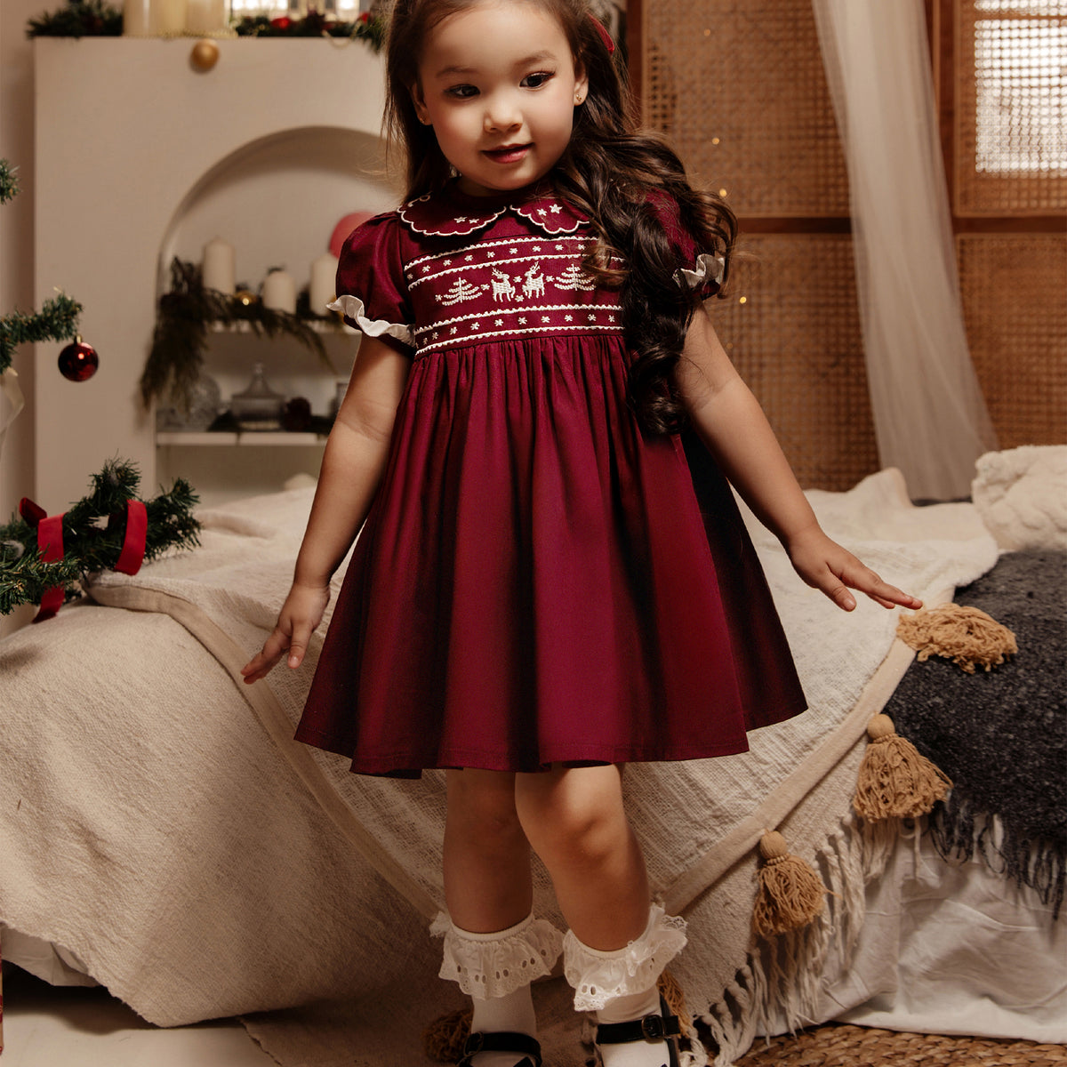 Abigail Dress in Maroon – Poppuri