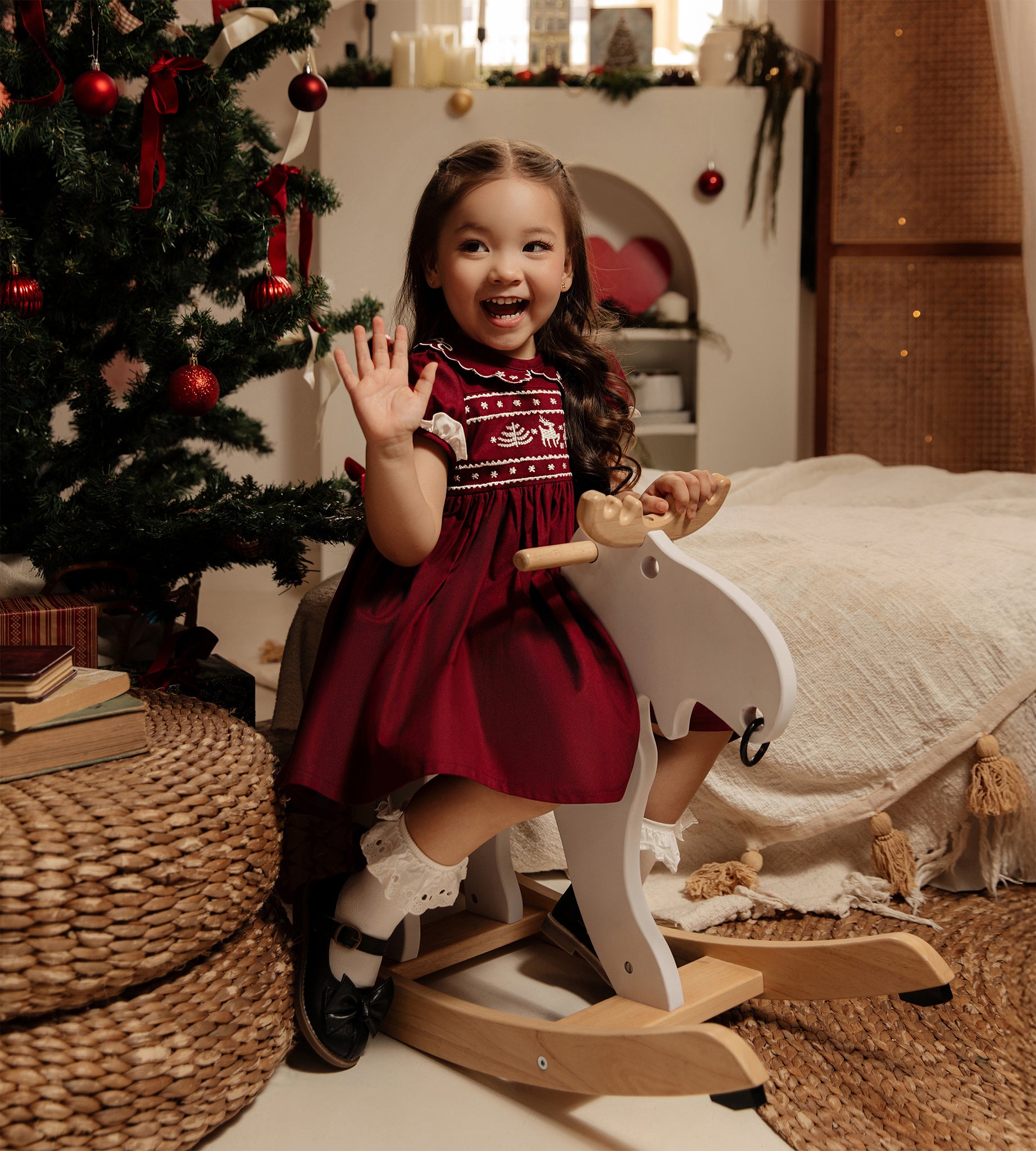 Abigail Dress in Maroon – Poppuri